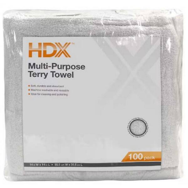 HDX Multi Purpose Terry Towel 100PK-14x14 AK100PK141721 - The Home Depot