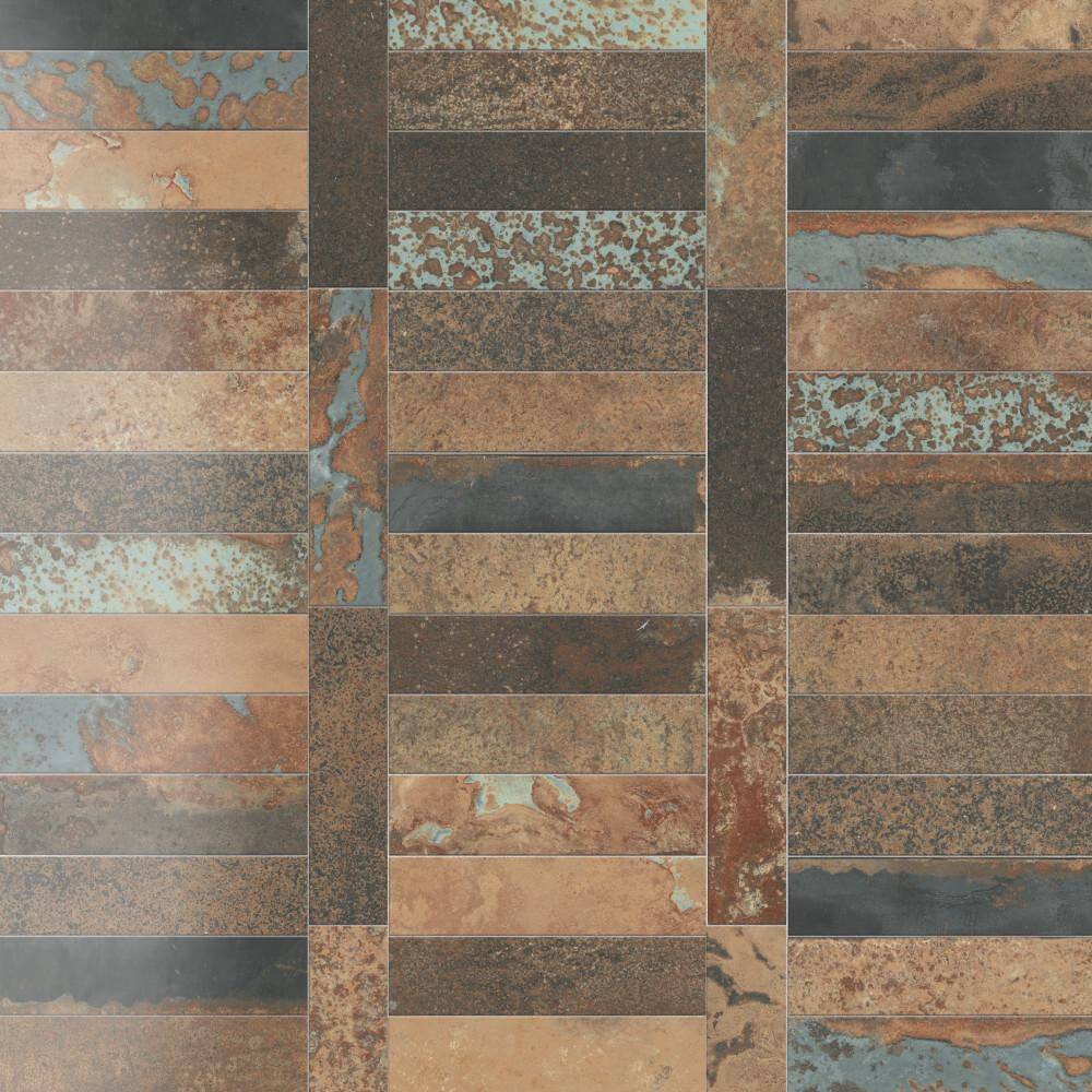 Merola Tile Maheno Brick Mix 2-3/8 in. x 9-3/4 in. Porcelain Floor and ...