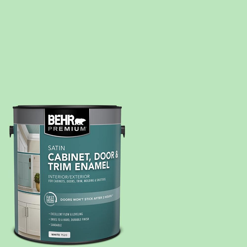 BEHR PREMIUM 1 gal. #P390-3 Mint Parfait Satin Enamel Interior/Exterior ...