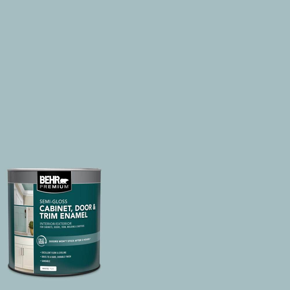 BEHR PREMIUM 1 qt. #PPU13-13 Oslo Blue Semi-Gloss Enamel Interior ...