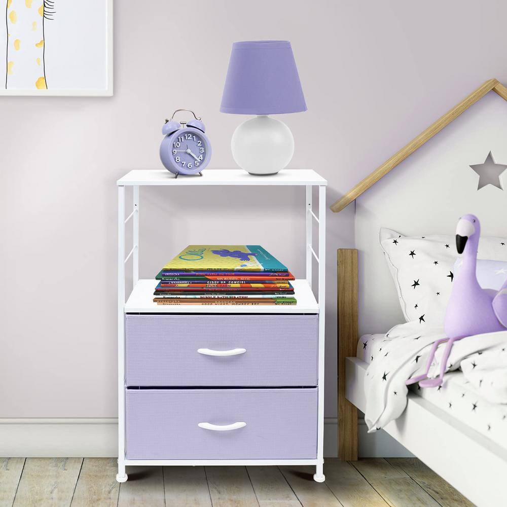 Sorbus 2-Drawer Purple Nightstand 33.75 in. H x 21.62 in. W x 11.75 in ...