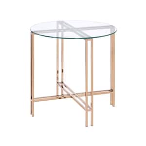 Best Master Furniture Dalton 22 in. L Round Glass Top End Table in Gold ...