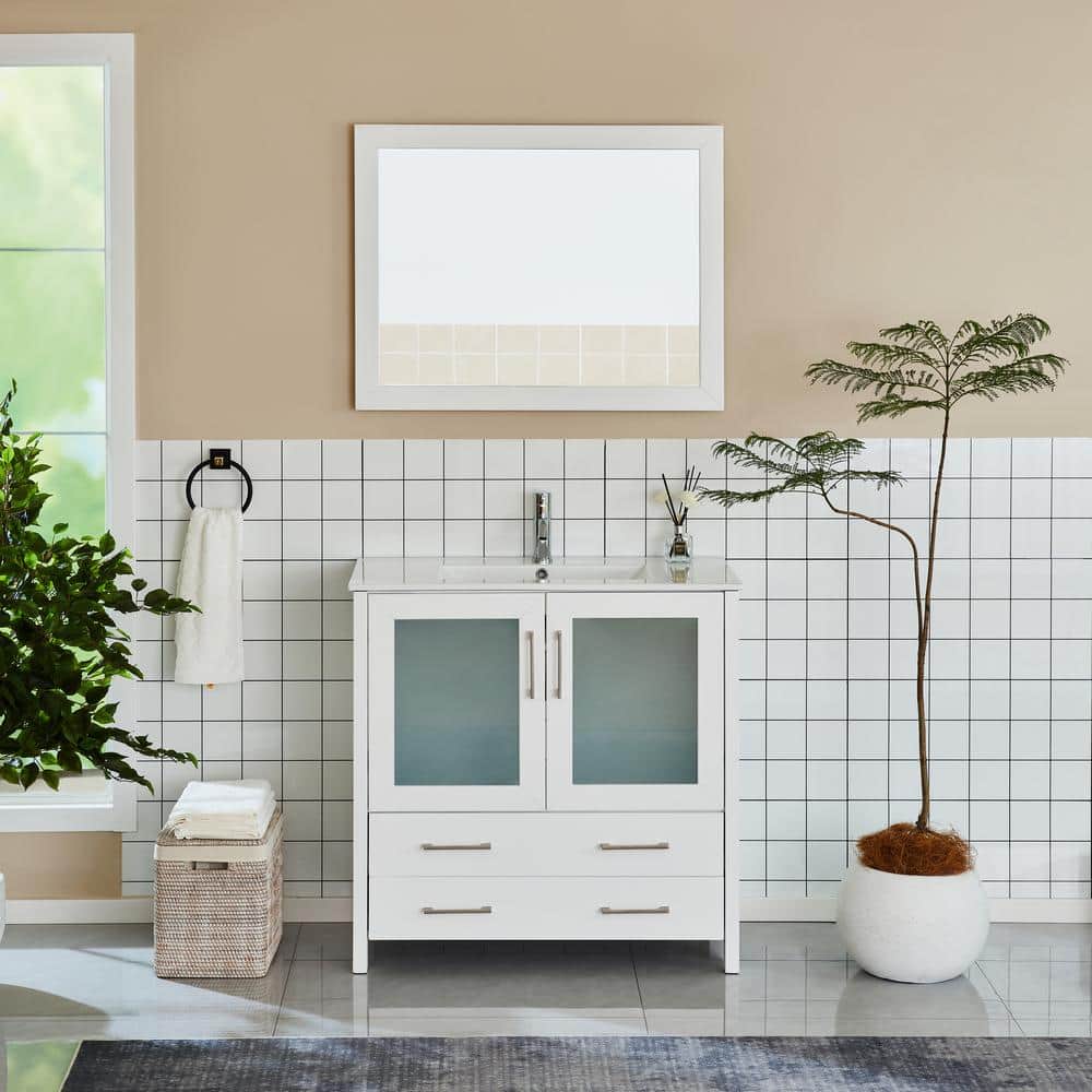 Reviews for Vanity Art Brescia 36 in. Single Sink Freestanding White ...