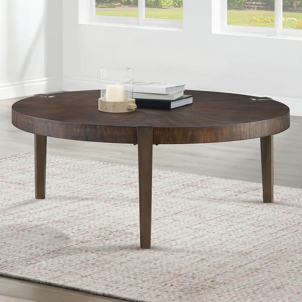 Steve Silver Gracie 48 in. Brown Wood Round Cocktail Coffee Table ...