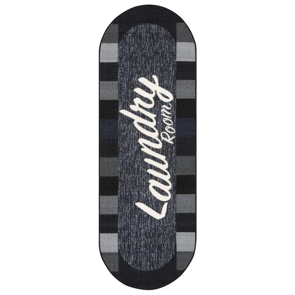 Ottomanson Laundry Collection Non-Slip Rubberback Checkered Border 2x5 ...