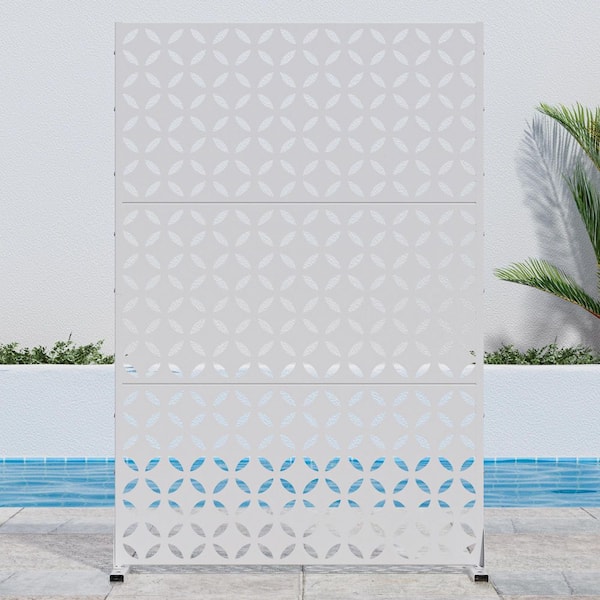 Lirago 72 in. x 47 in. White Privacy Screen Galvanized Freestanding ...