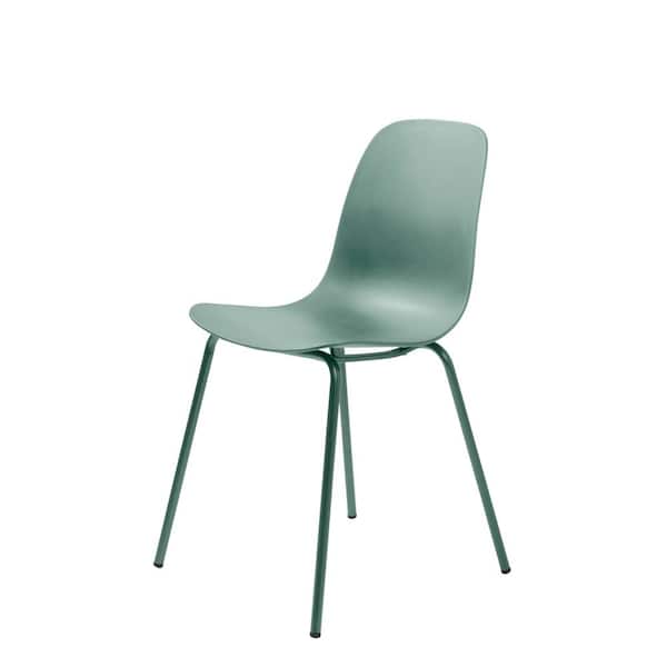 Sage Green Plastic Dining Chairs with Matching Steel Legs Set of 2 WHIT 3791 GREEN The Home Depot
