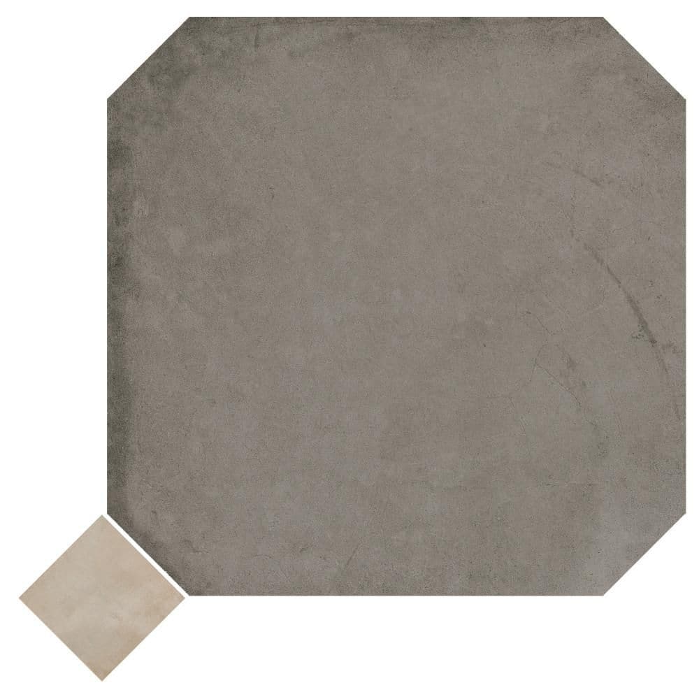 Merola Tile Laverton Octagon Grafito with Taco Arena 8 in. x 8 in ...