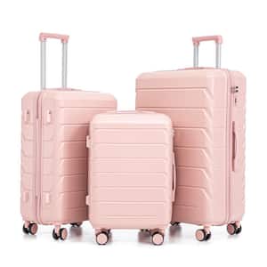 Tatahance 3-Piece Pink ABS Hardside Spinner Luggage Set with TSA ...