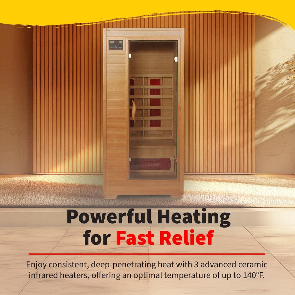 HeatWave 1-2 Person Hemlock Infrared Sauna with 3 Ceramic Heaters ...