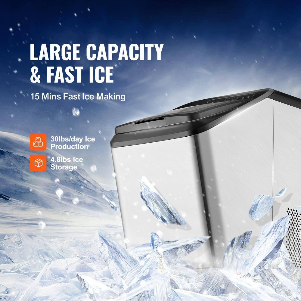 Countertop Ice Maker 9.7 in. 30 lbs./24 H Auto Self-Cleaning Portable ...
