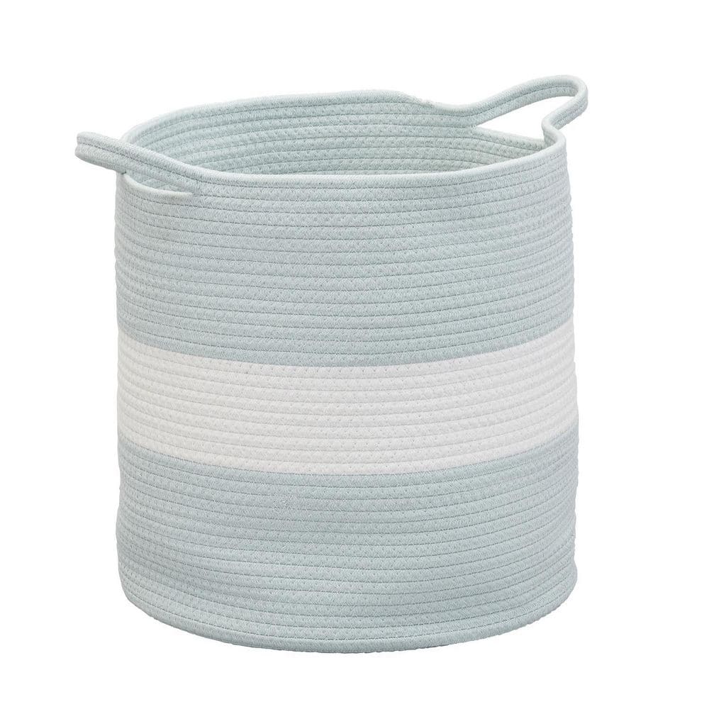 HOUSEHOLD ESSENTIALS Light Blue Cotton Rope Basket ML-6824 - The Home Depot
