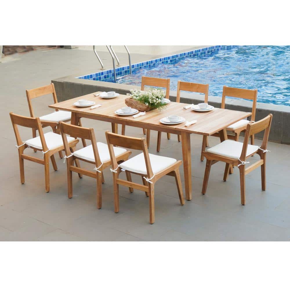 moda furnishings Charlottetown Brown 9-Piece Wood Outdoor Dining Set ...