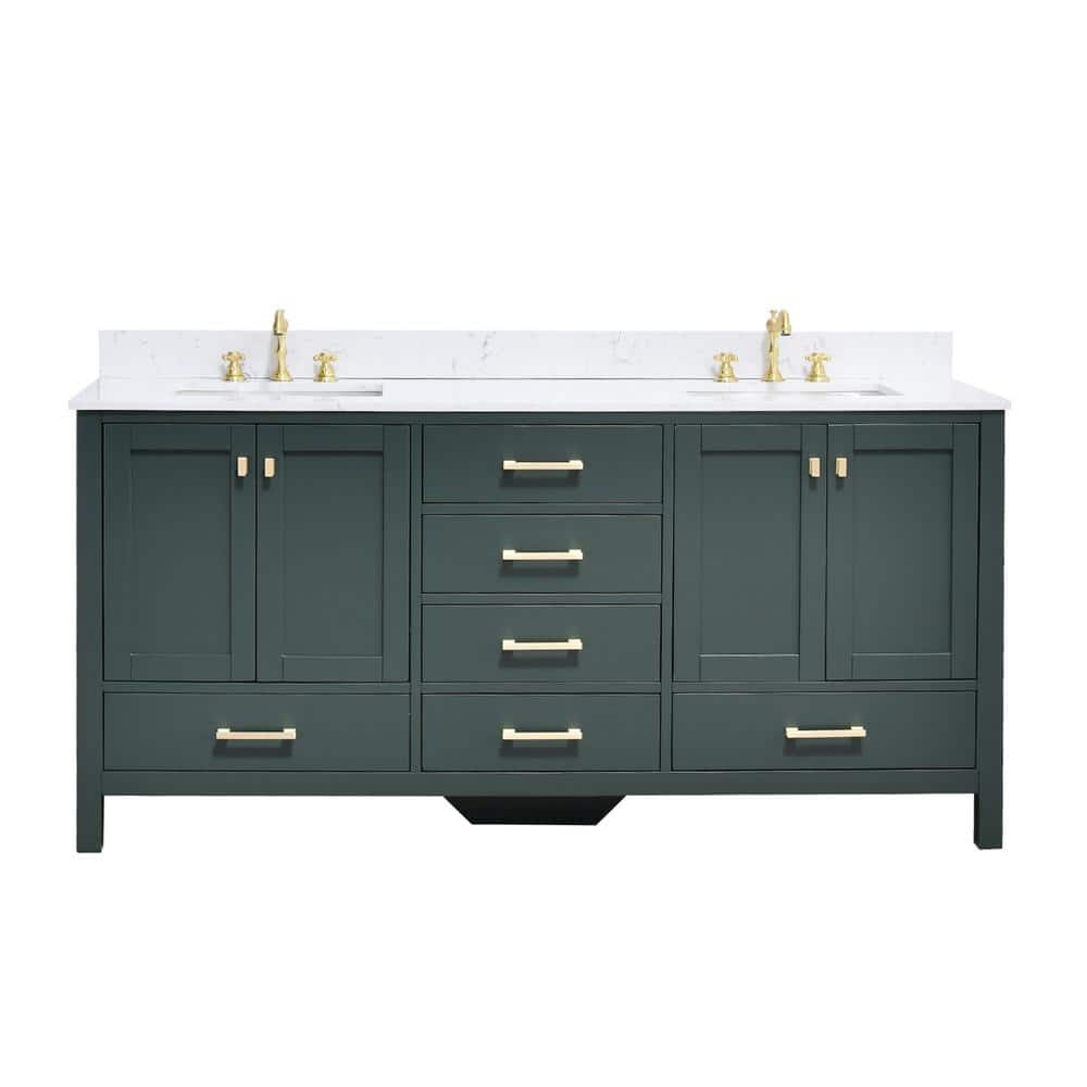 PROOX Enliven 72 in. Double Sink Freestanding Forest Green Bath Vanity ...