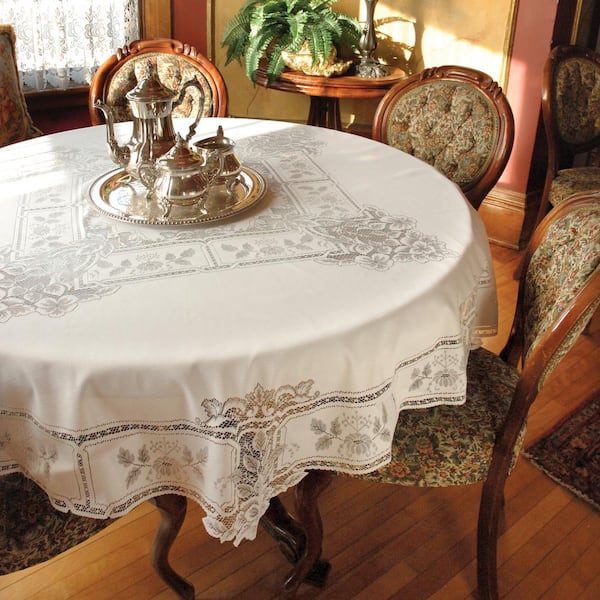 Heritage Lace Heirloom Round White Polyester Tablecloth HL-7000W