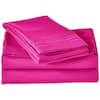 Elegant Comfort 4-Piece Pink Solid Microfiber Full Sheet Set V01-F-Pink ...