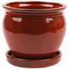 Southern Patio Wisteria 12 in. Dia Oxblood Red Ceramic Planter Pot with ...
