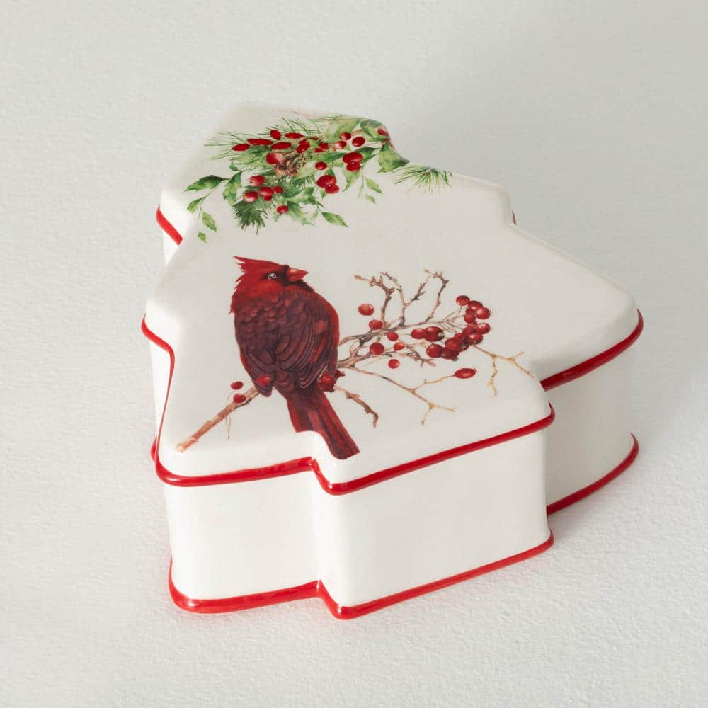 SULLIVANS 8 in. Ceramic Christmas Cardinal Scene Tree Box PN4195 - The ...