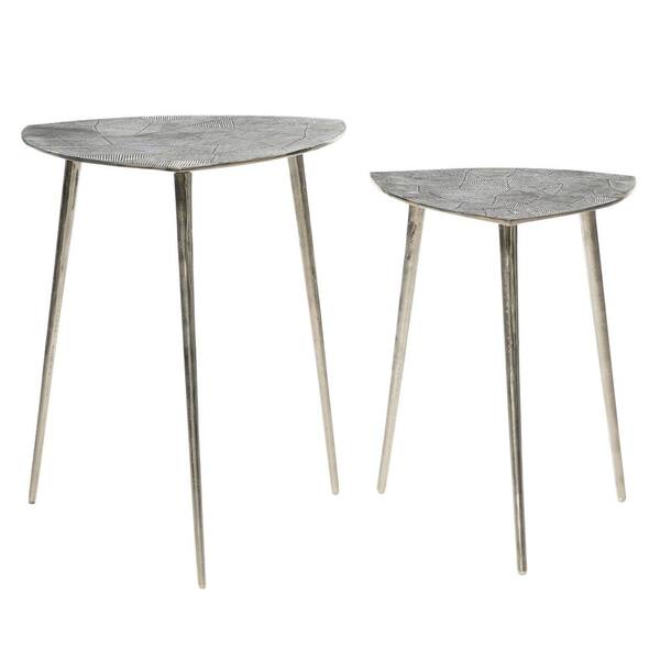 Litton Lane 20 in. Gray Triangle Aluminum End Table with 2-Pieces 46752 ...