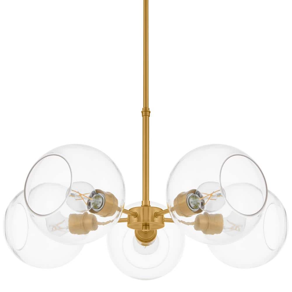 Hampton Bay Vista Heights 5-Light Aged Brass Pendant Light HD-1861-5AGB ...