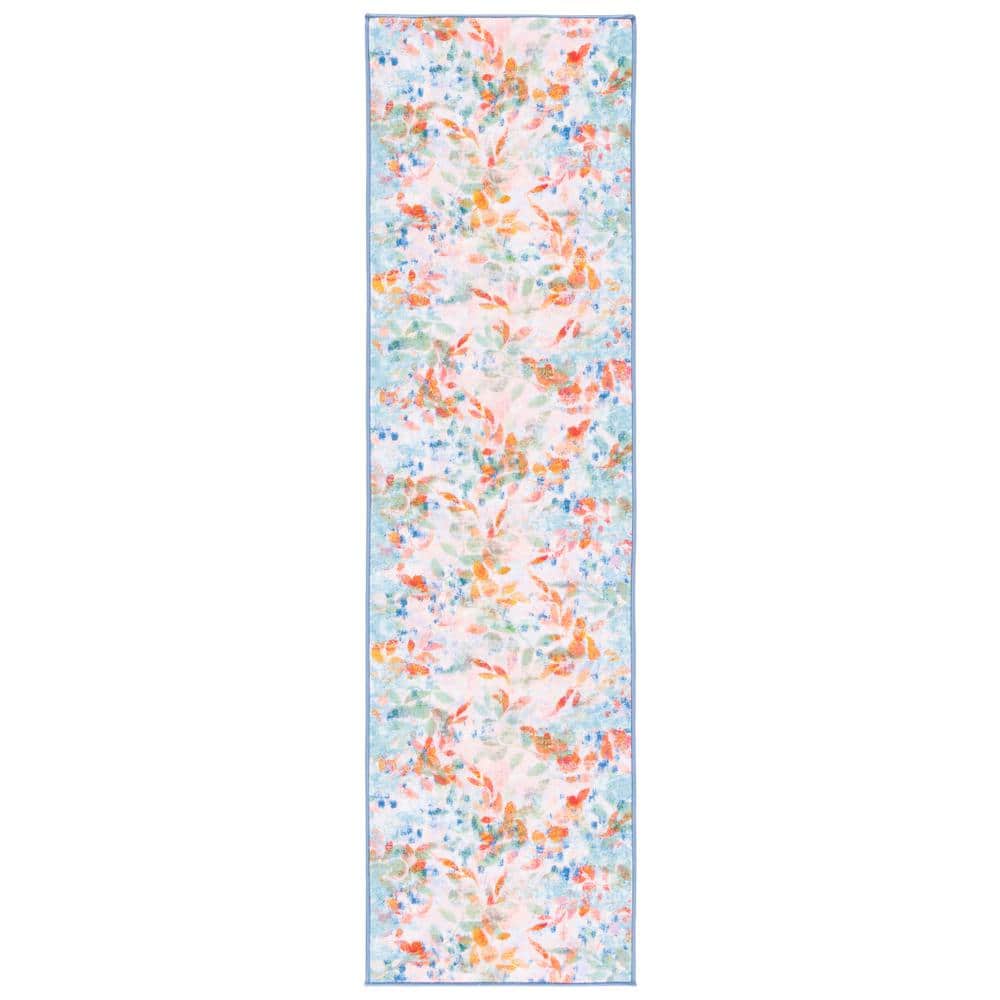 SAFAVIEH Paint Brush Blush Pink/Green 2 ft. x 8 ft. Machine Washable ...