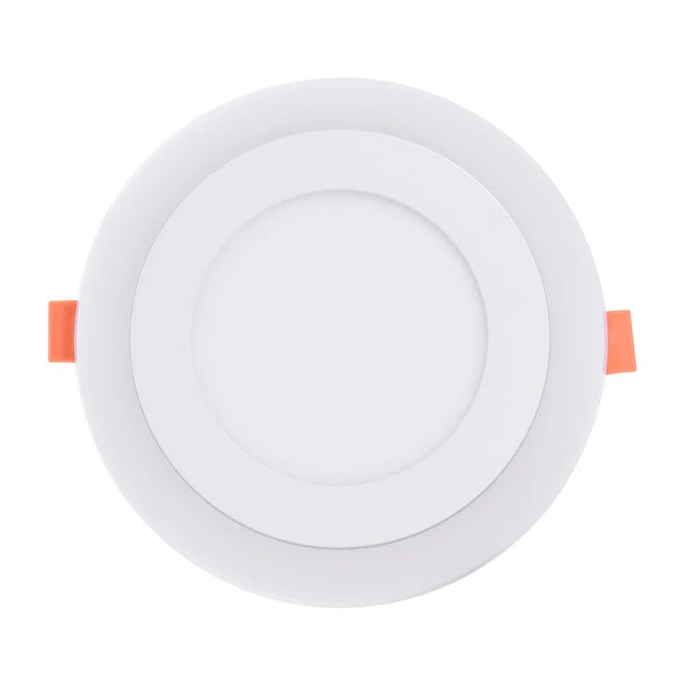 TYCOLIT 5.7 in. 1-Light White Semi-Flush Mount LED Panel Light with ...