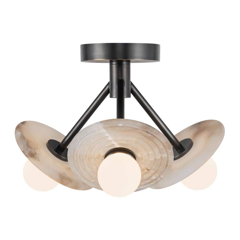 ALORA Dahlia 13 in. 1-Light 11-Watt Urban Bronze/Alabaster Integrated ...