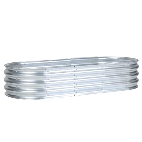 Aoodor 5 ft. x 2 ft. x 1 ft. Tall Silver Modular Metal Raised Garden ...