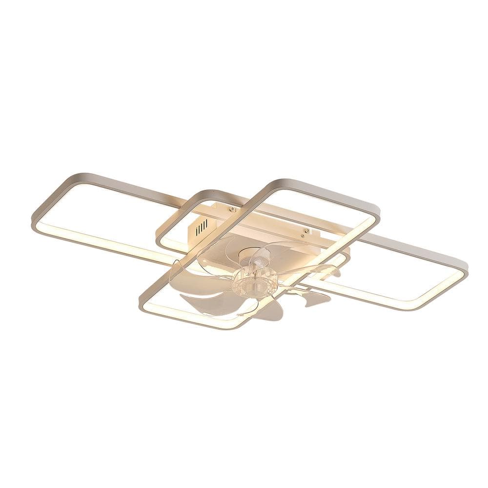 PUDO 41 in. Indoor White Mordern Modern Integrated LED Ceiling Fan ...