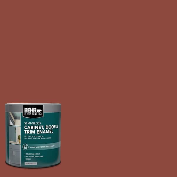 BEHR PREMIUM 1 qt. #PFC-10 Deep Terra Cotta Semi-Gloss Enamel Interior ...