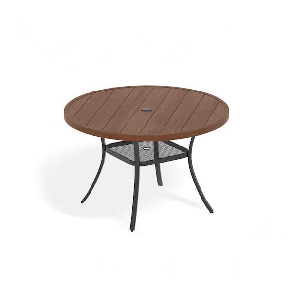 Sudzendf Round Metal Outdoor Dining Table, Patio Fashinable Dining ...