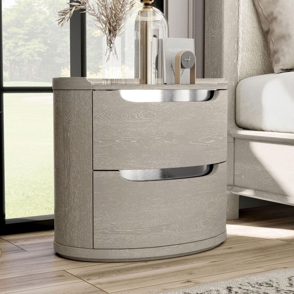 Furniture of America Wilter Light Gray 2-Drawer 28 in. W Nightstand ...