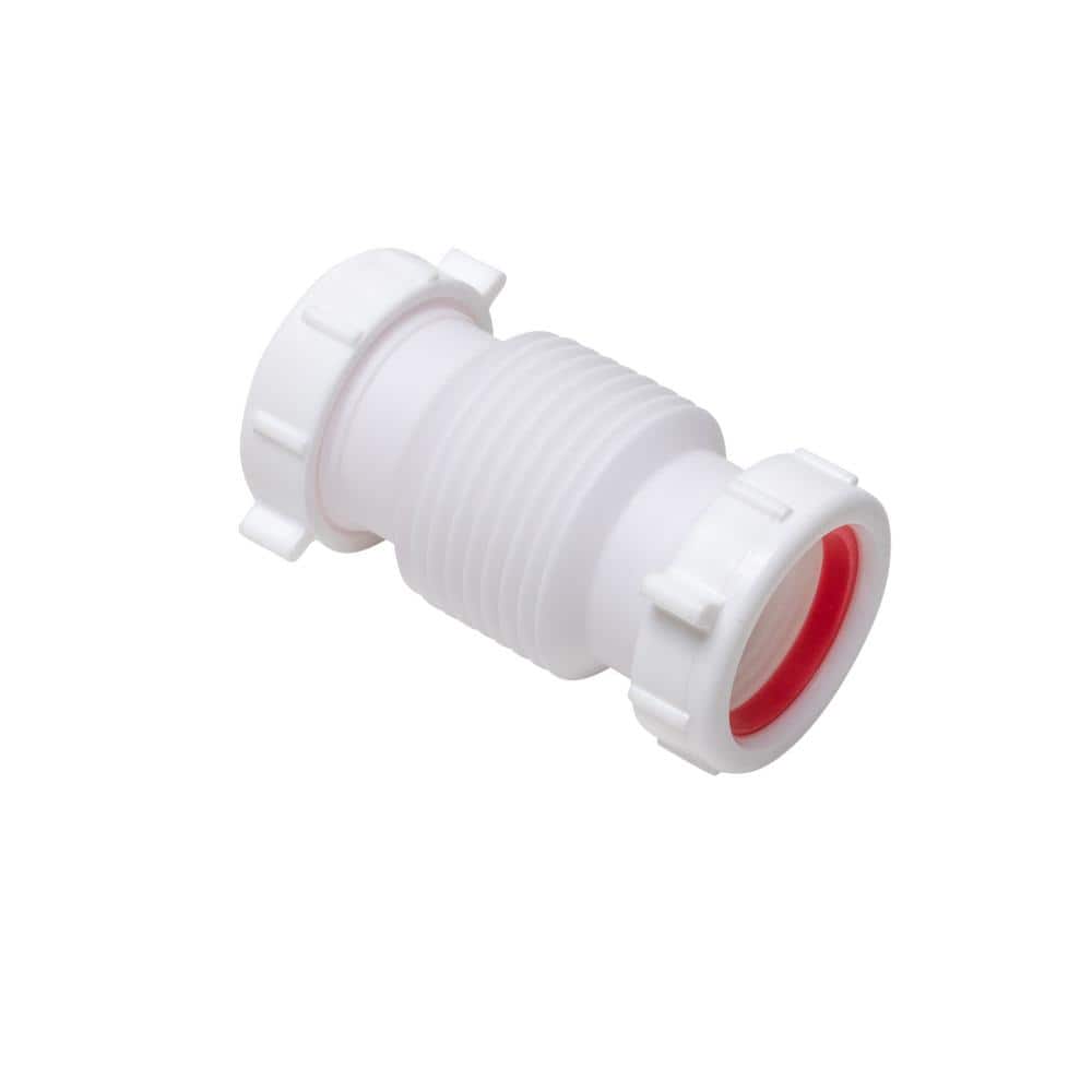 Oatey 1-1/2 in. x 1-1/2 in. Form-N-Fit White Plastic Double Slip-Joint ...