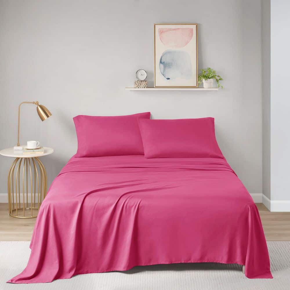 Intelligent Design Microfiber 4-Piece Pink Polyester Queen All Season ...