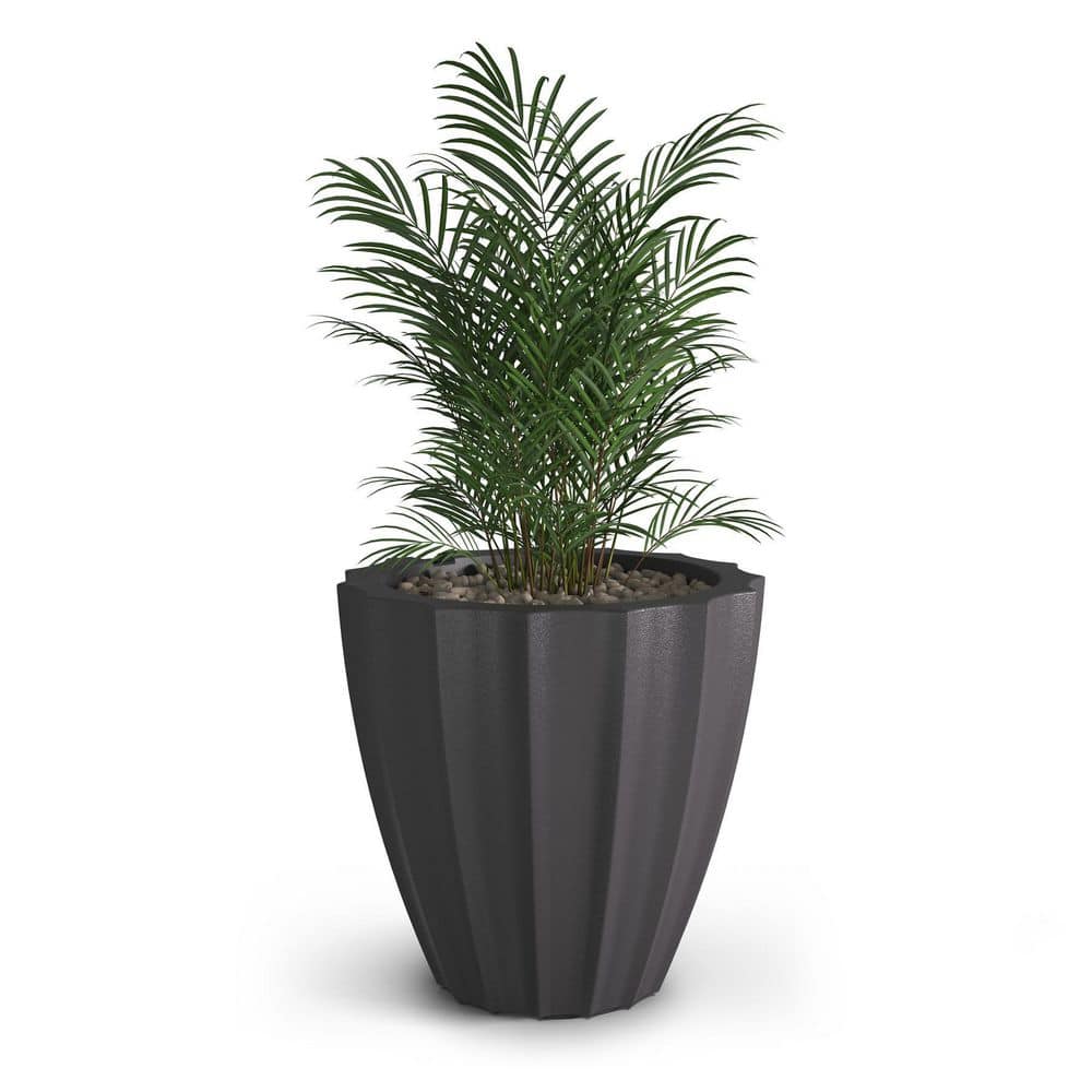 Mayne Sedona 18 in. Round Self-Watering Graphite Grey Polyethylene ...