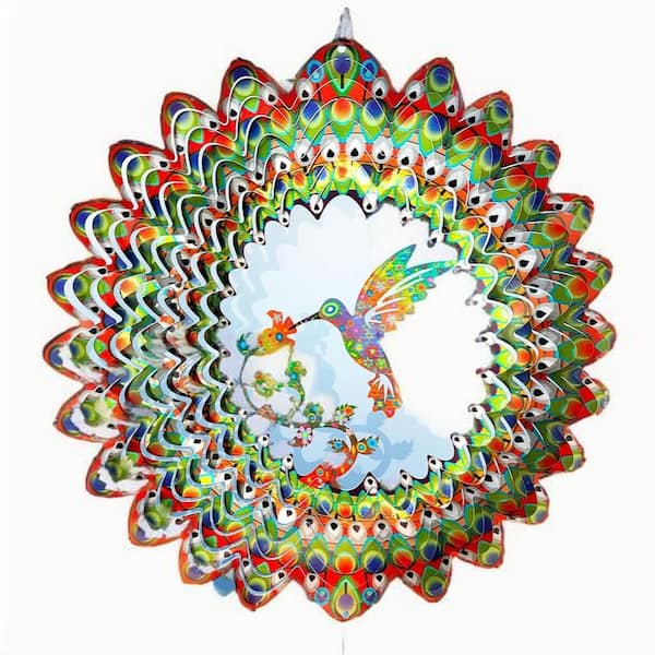 FAWEY TRED INC 12 in. 3D Hummingbird Wind Spinner Hanging Bird Wind ...