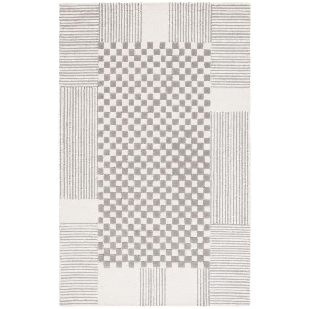 SAFAVIEH Genre 3 ft. x 5 ft. Gray/Ivory Checker Geometric Area Rug ...