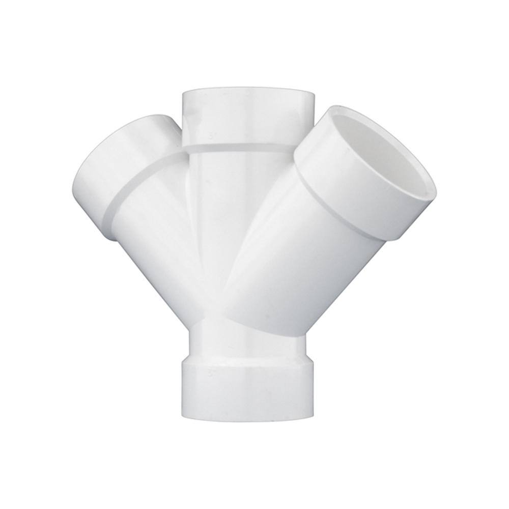VPC 3 in. PVC DWV 45° All Hub Double Wye Fitting 34-LP611-030B - The ...