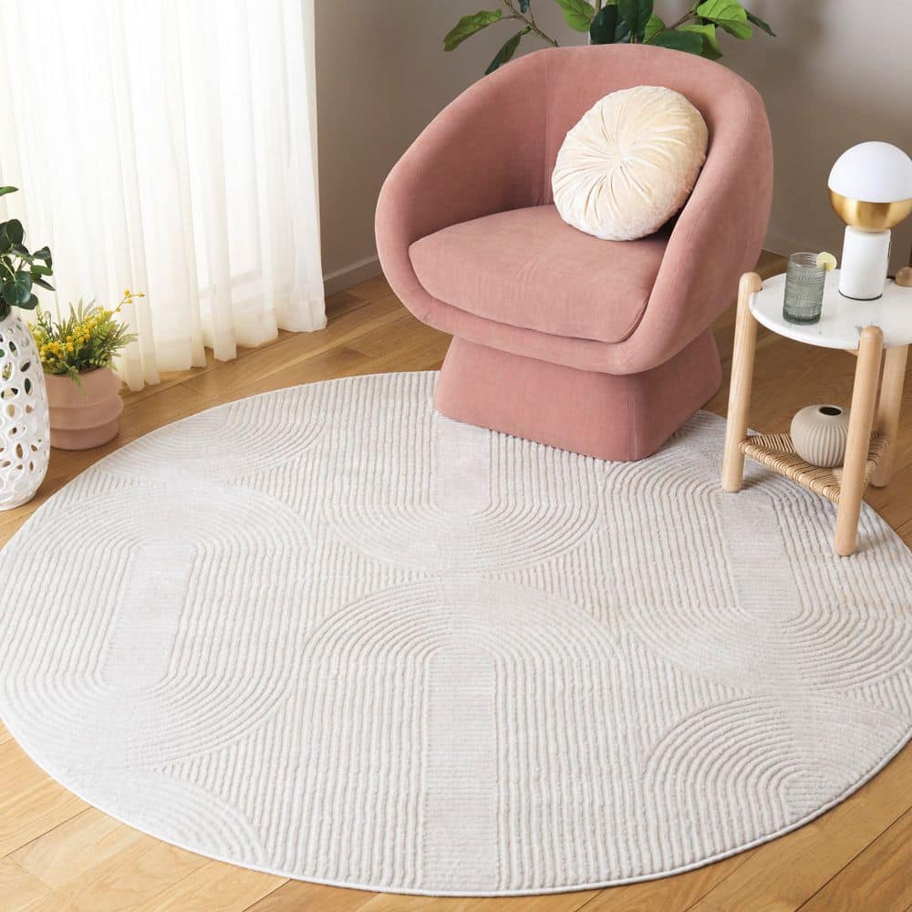 SAFAVIEH Saylor 6 ft. x 6 ft. Ivory Solid Geometric Arches Square Area ...