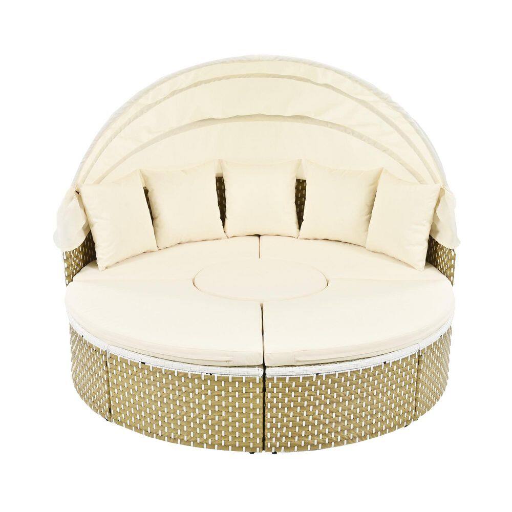 SpassWay Patio Furniture Metal Outdoor Sectional Set with Retractable ...