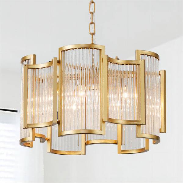 Oaks Aura Alkolla 21 in. 5-Light French Gold Modern Luxury Glam Crystal ...