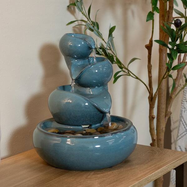 Sunnydaze Tiered Carafe Ceramic Indoor Tabletop Water