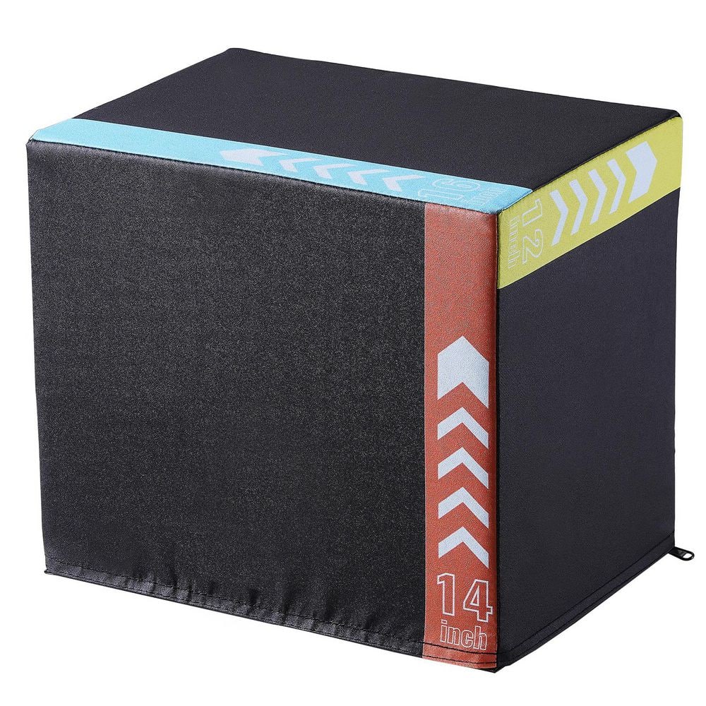 SKYSHALO 3 in 1 Black Plyometric Jump Box, 16/14/12 in. Cotton Plyo Box, Platform & Jumping ...