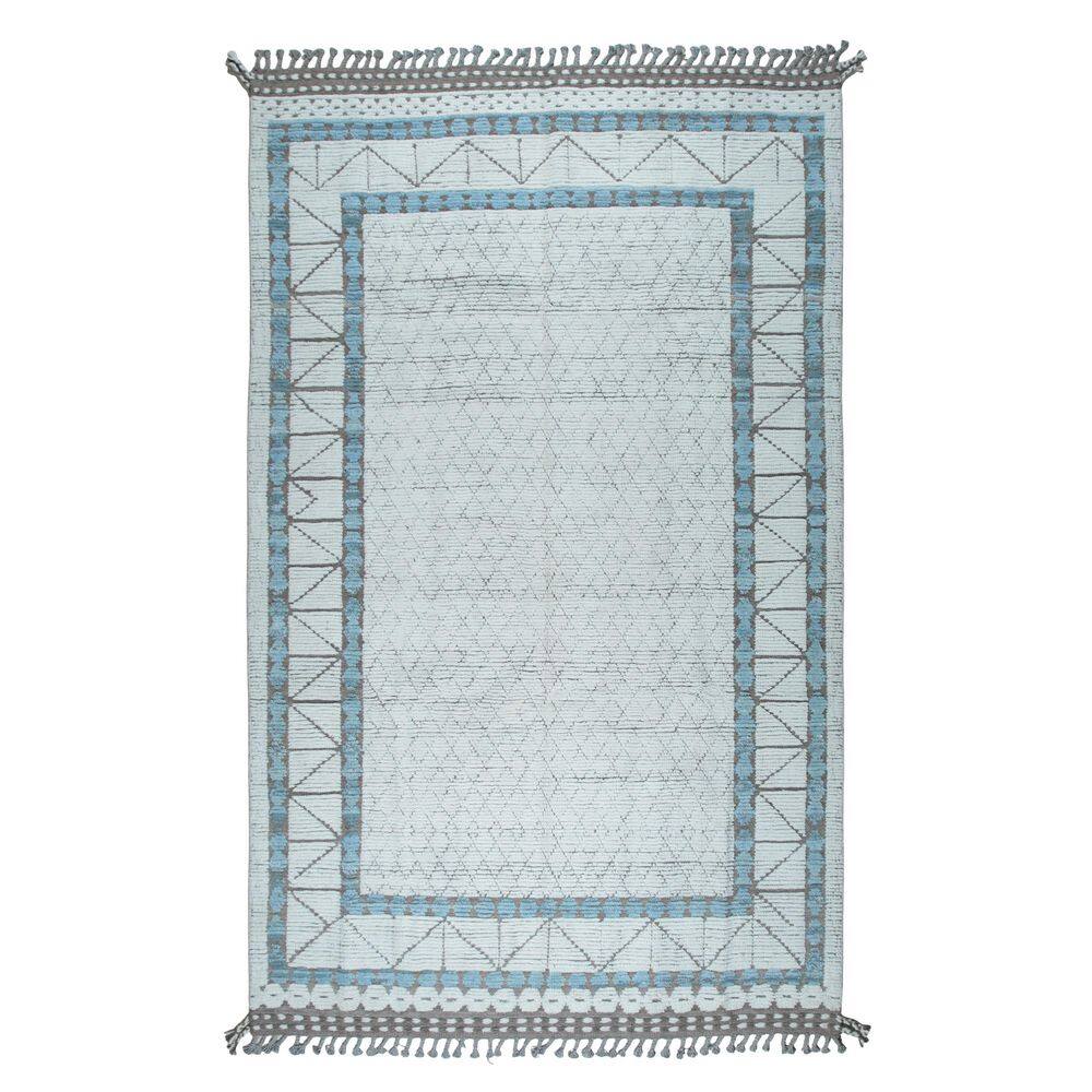 EORC Ivory 8 ft. x 11 ft. Hand-Knotted Wool Contemporary Marrakech ...