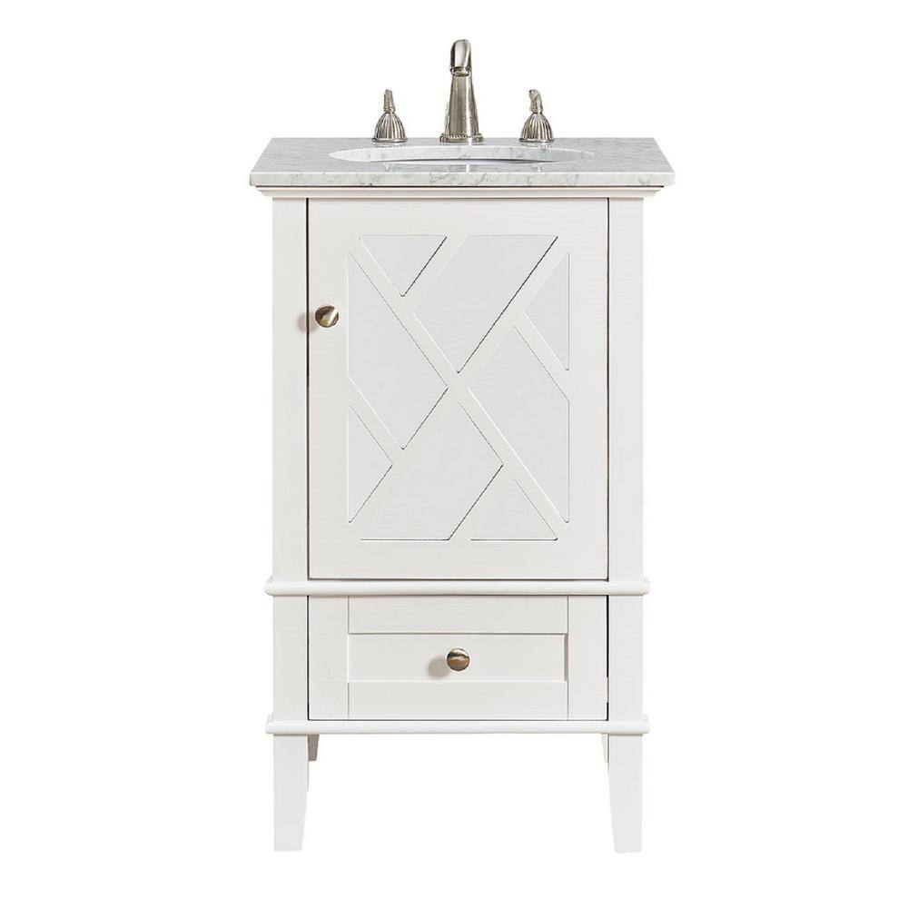 Timeless Home 21 in. W Single Bathroom Vanity in White with Marble and ...