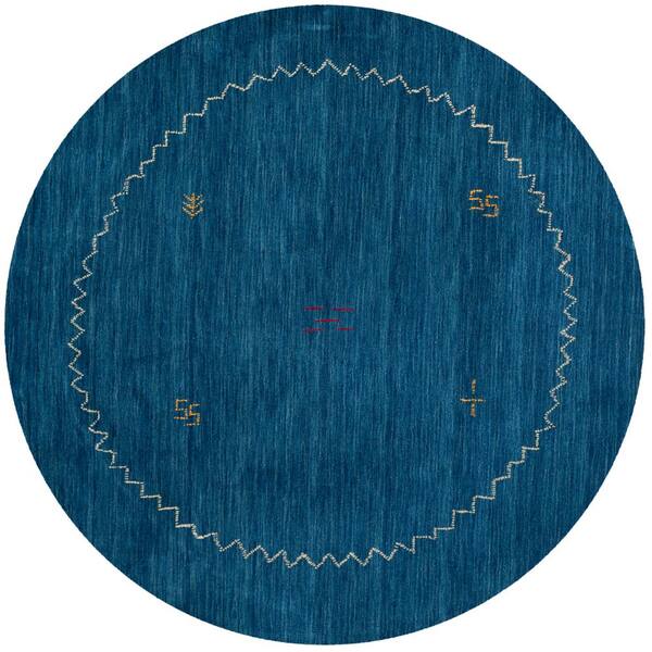 SAFAVIEH Himalaya Blue 8 ft. x 8 ft. Round Border Area Rug HIM583A-8R ...
