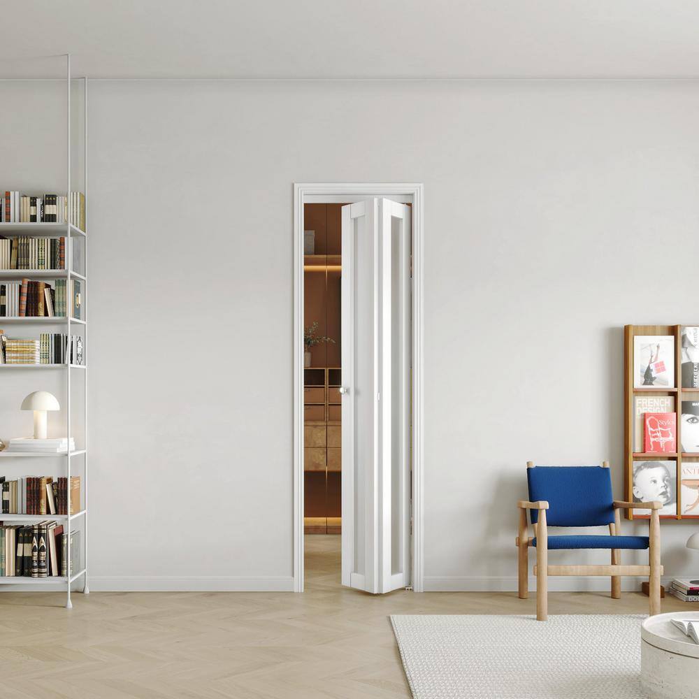 TENONER 24 in x 80 in Frosted glass Single Glass Panel Bi-Fold Doors ...