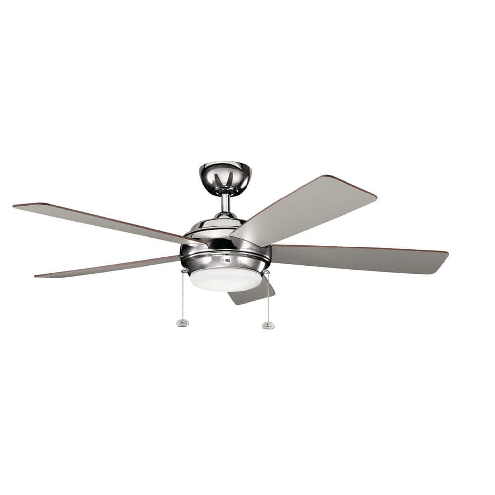 KICHLER Starkk 52 in. Indoor Polished Nickel Downrod Mount Ceiling Fan ...