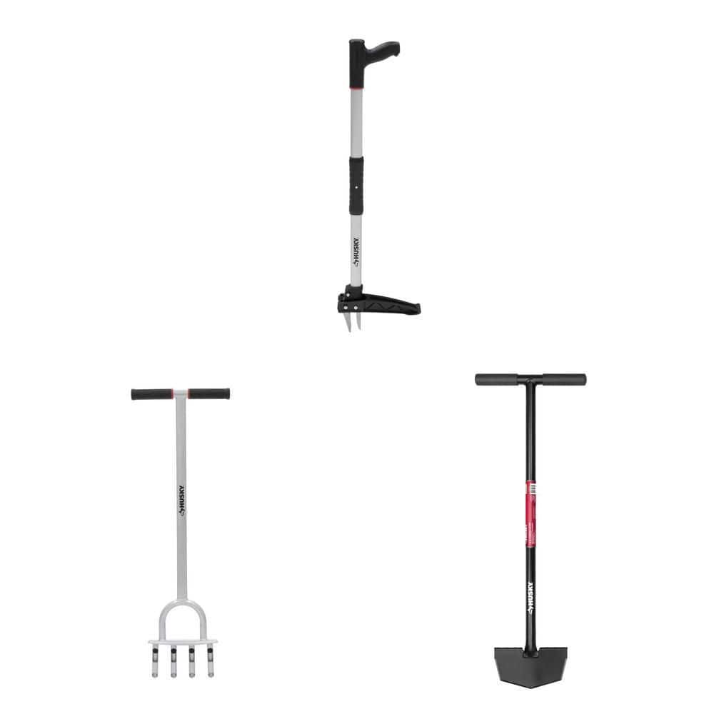Husky 40 in. Claw Weeder, 41 in. Lawn Aerator with 4 Prongs, and 34 in ...