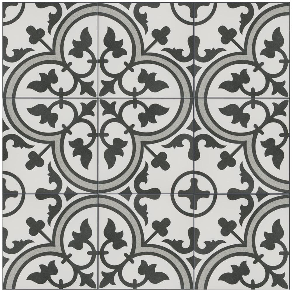 Merola Tile Arte Grey 9-3/4 in. x 9-3/4 in. Porcelain Floor and Wall ...
